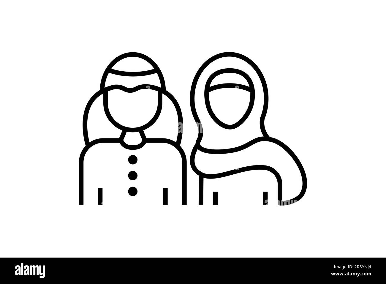 Saudi People icon.Man and Woman in traditional Muslim shemakh head ...