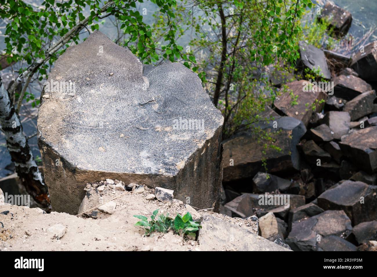 Basalt pillars in an abandoned quarry. Abandoned basalt quarry as a ...