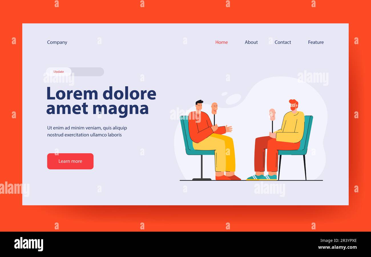 Two cartoon men taking off their masks, becoming sincere Stock Vector ...