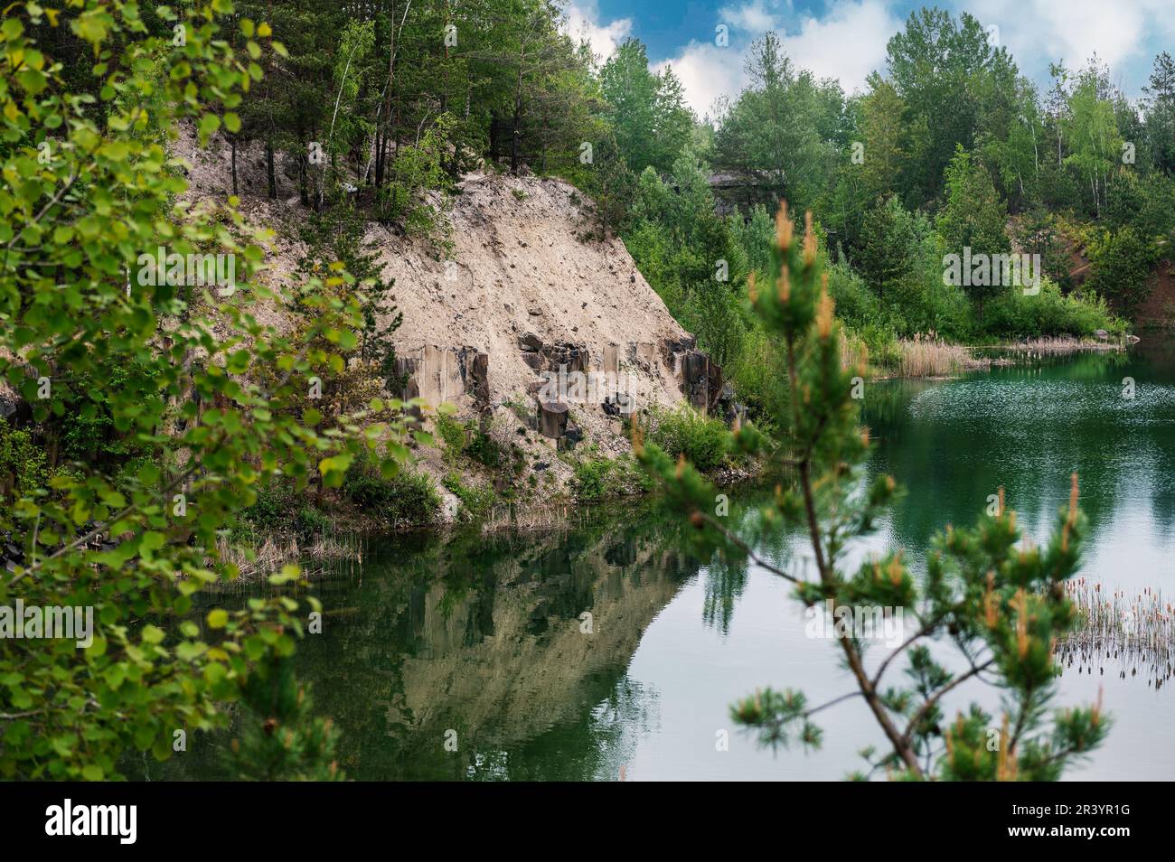 Basalt pillars in an abandoned quarry. Abandoned basalt quarry as a ...