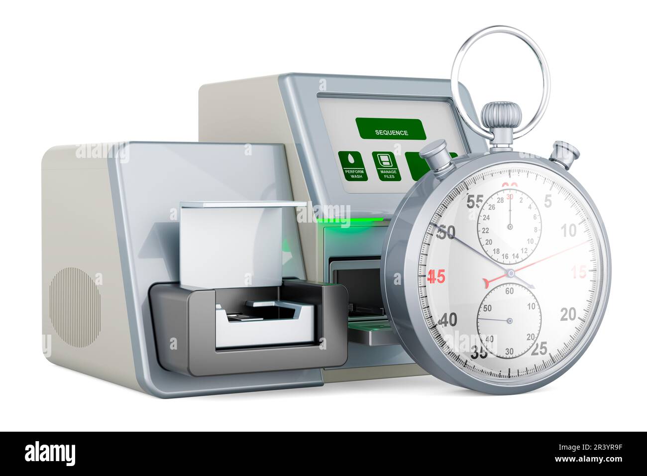 DNA sequencer with stopwatch, 3D rendering isolated on white background ...