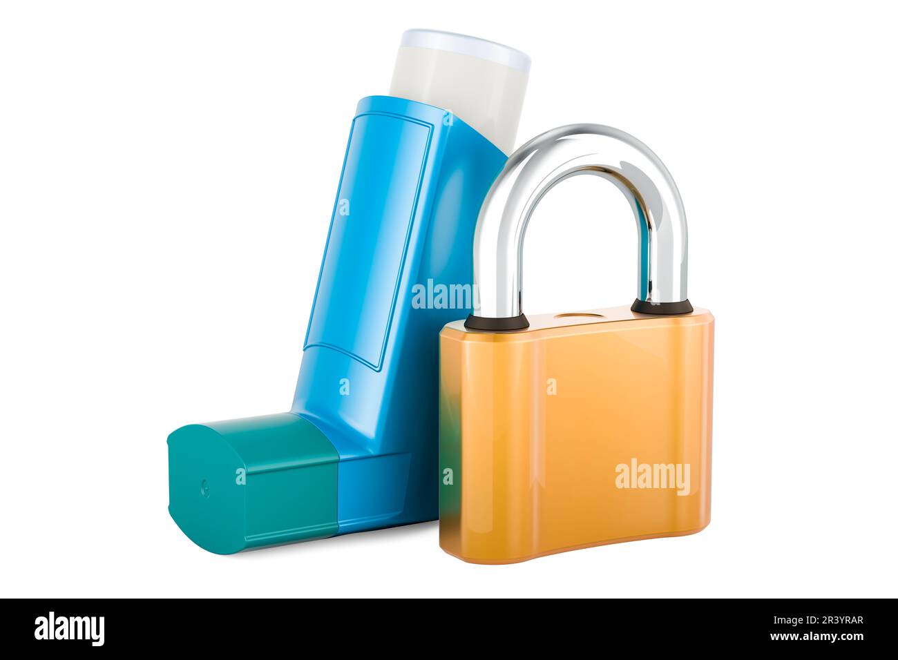 Metered-dose inhaler, MDI with padlock. 3D rendering isolated on white background Stock Photo ...