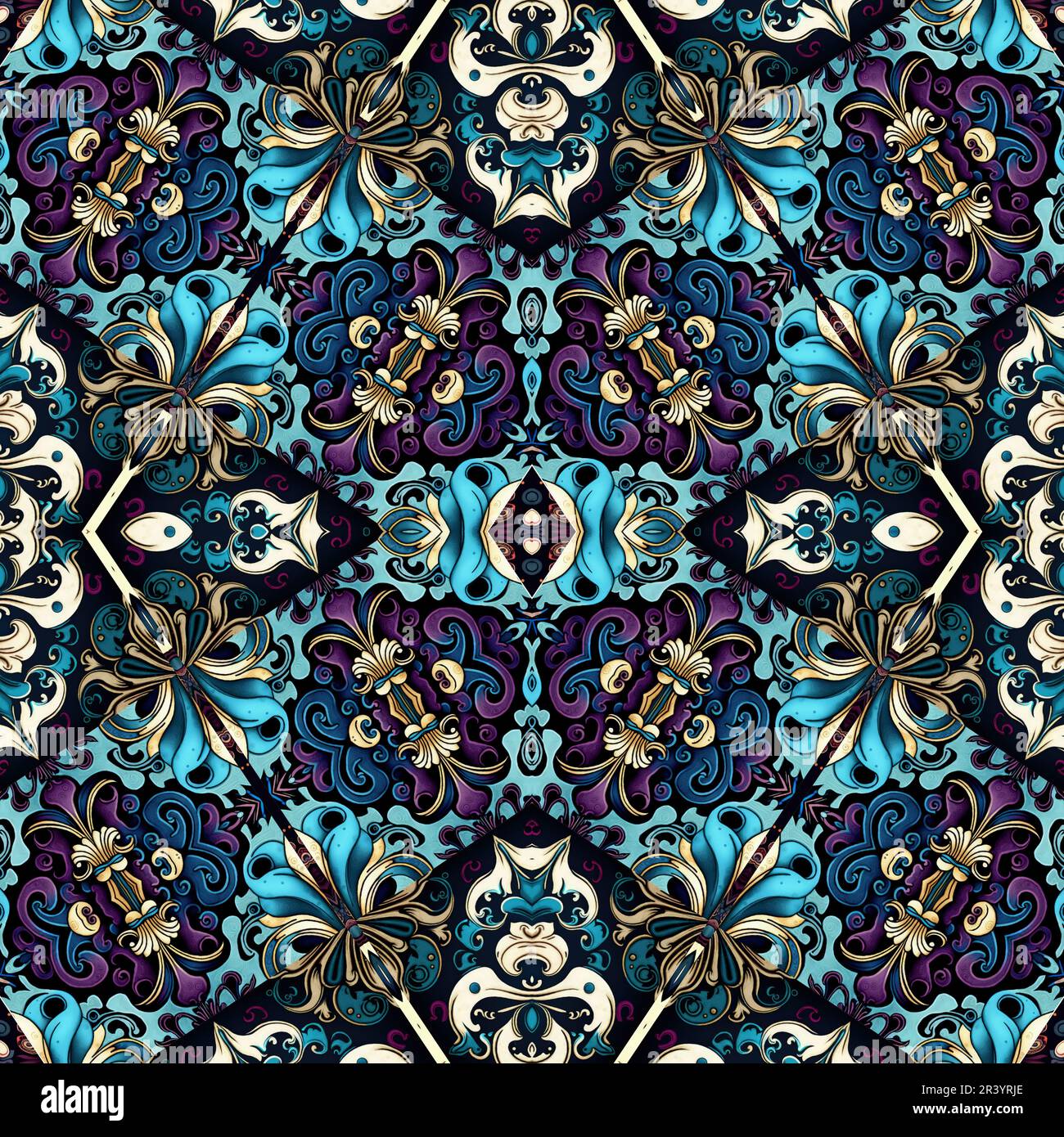 Ornamental victorian seamless wallpaper in roccoco style. Repeat tile ...