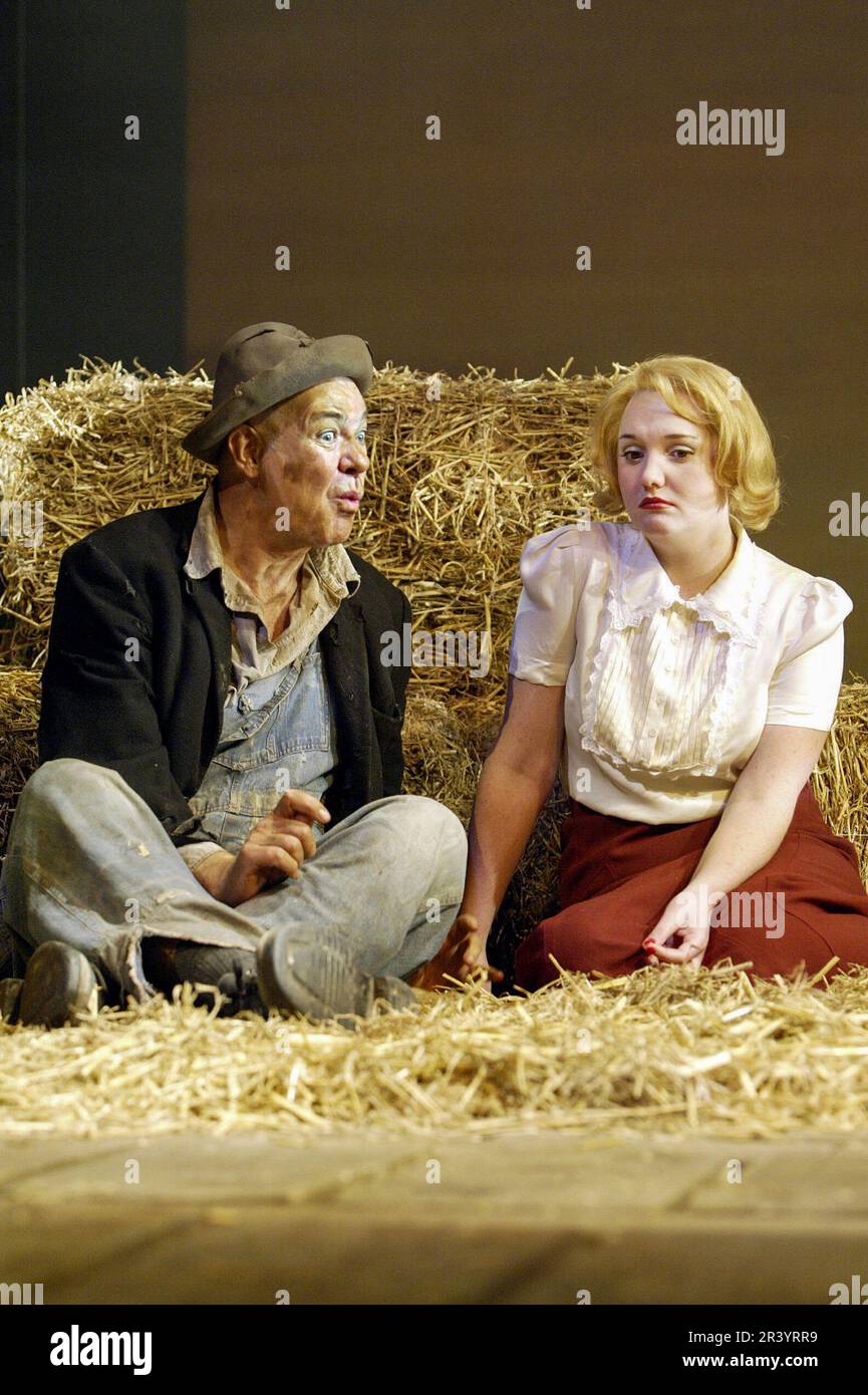 Matthew Kelly (Lennie), Joanne Moseley (Curley's wife) in OF MICE AND ...
