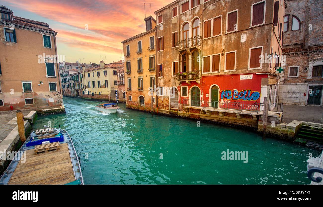 Venice Italy -One of the iconic features of Venice's night scene is its ...
