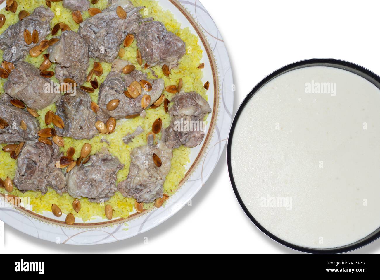 Mansaf, Jordanian national dish isolated on white background Stock ...