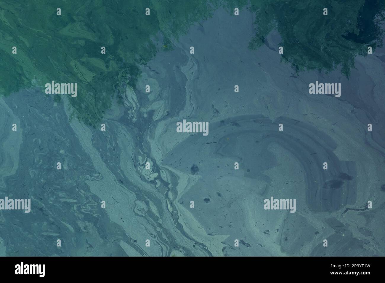 Dirty water surface. Polluted body of water. Water pollution concept ...