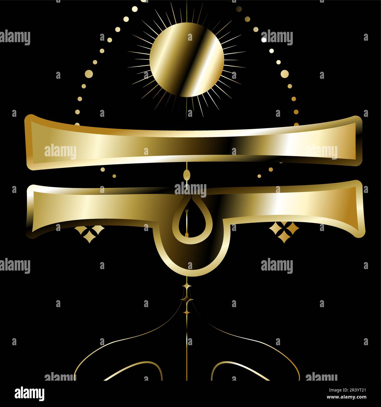 libra zodiac symbol shiny luxury golden sticker illustration in vector ...