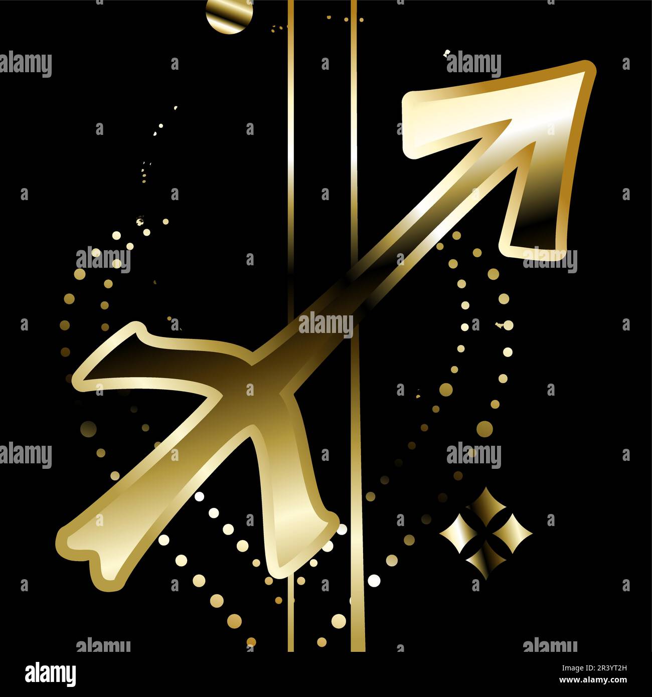sagittarius zodiac symbol shiny luxury golden sticker illustration in ...