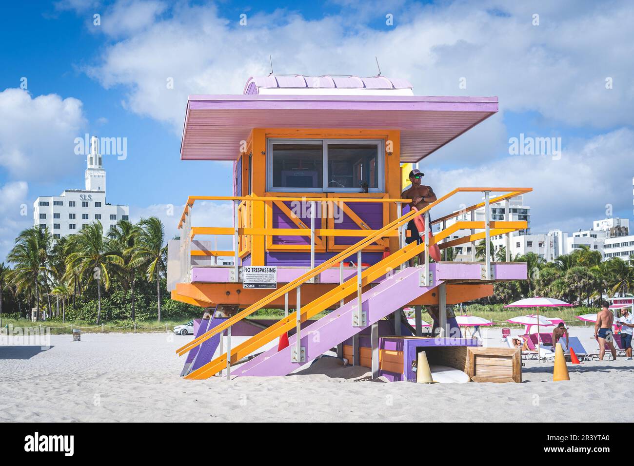 Miami Beach, USA - December 4, 2022. View of classic art deco lifeguard ...