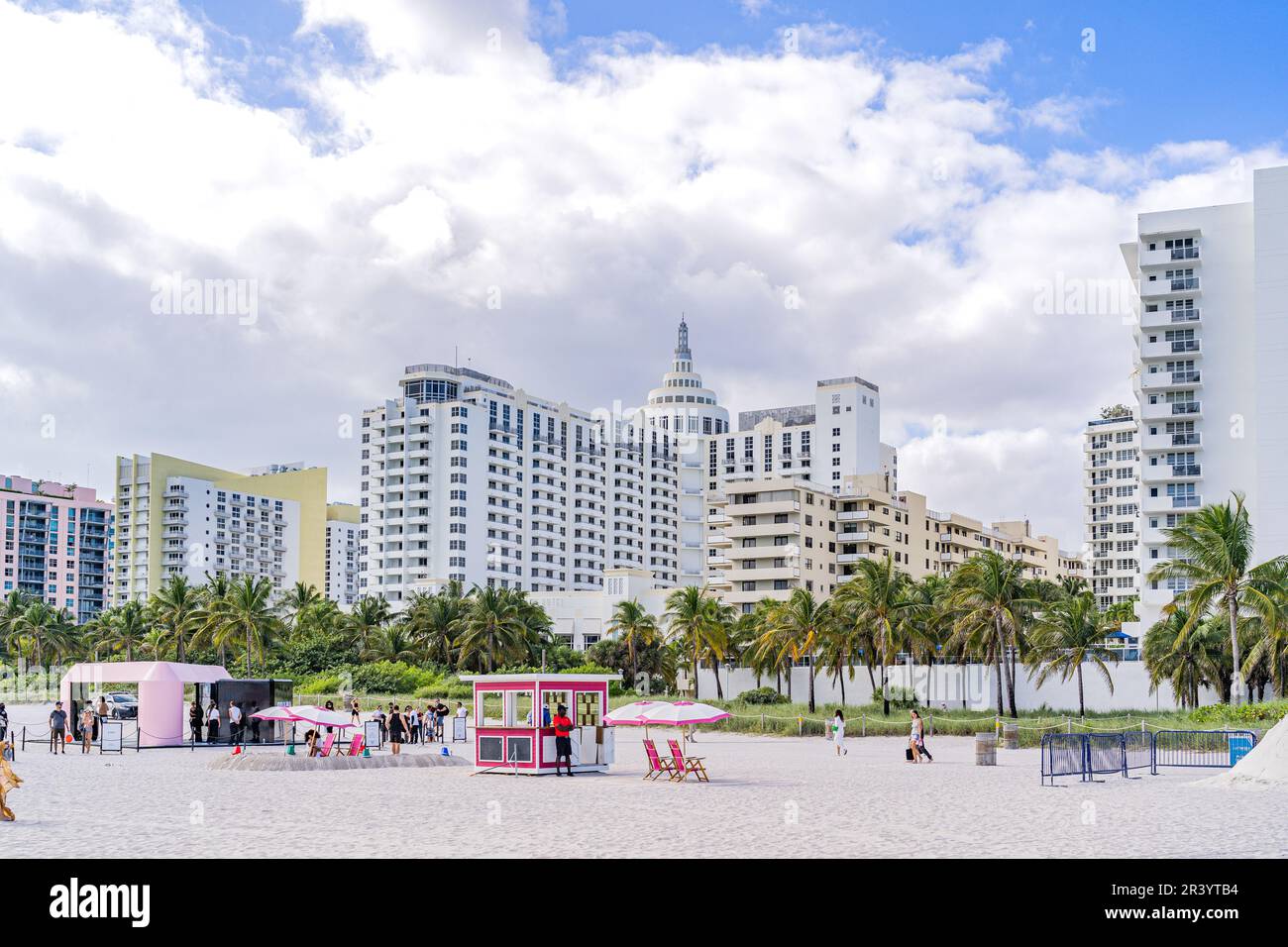 Miami Beach, USA - December 4, 2022. View of the sand of Miami Beach ...