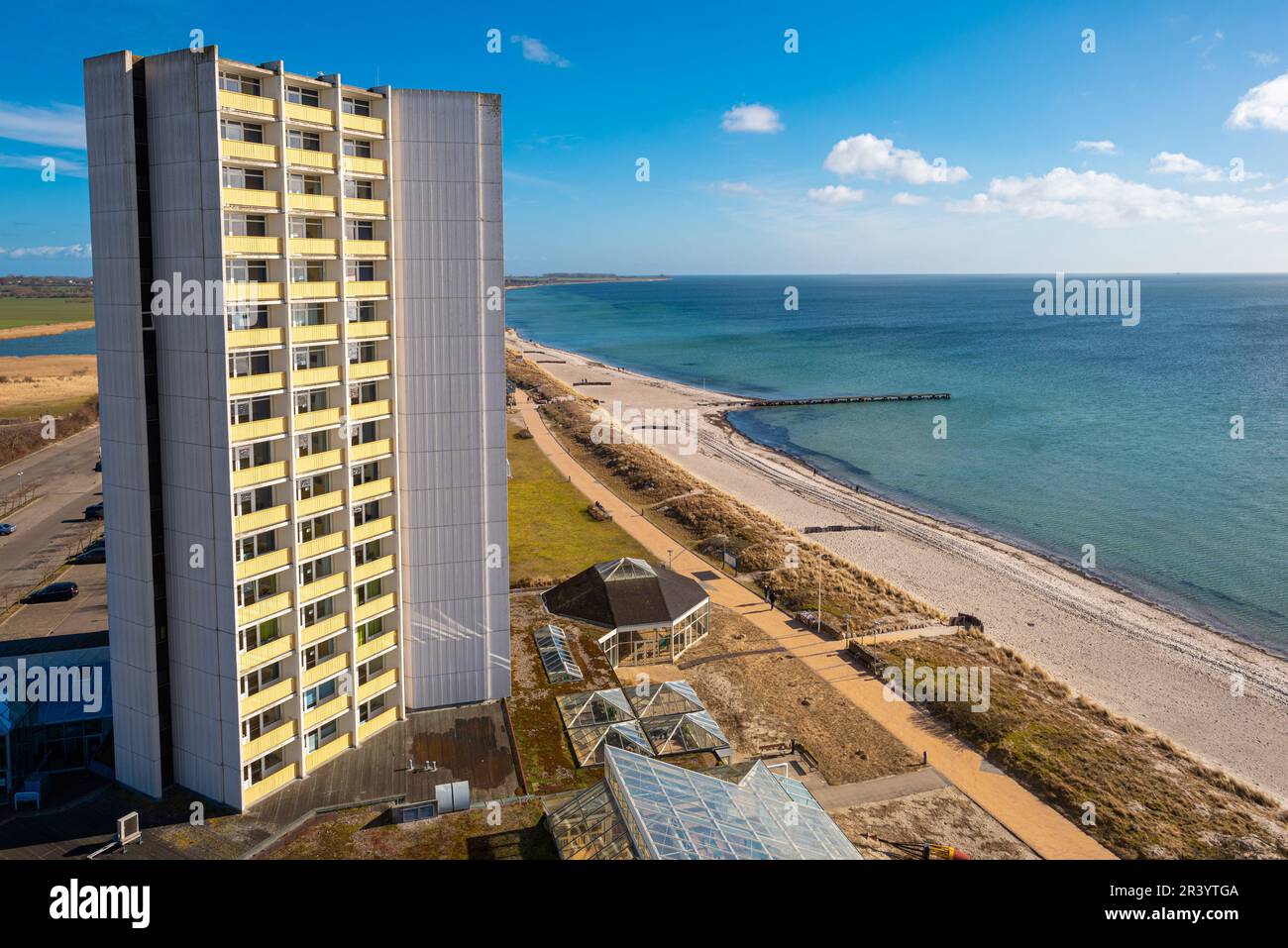 White sandy beach at the coastline of the Baltic Sea on the island of ...