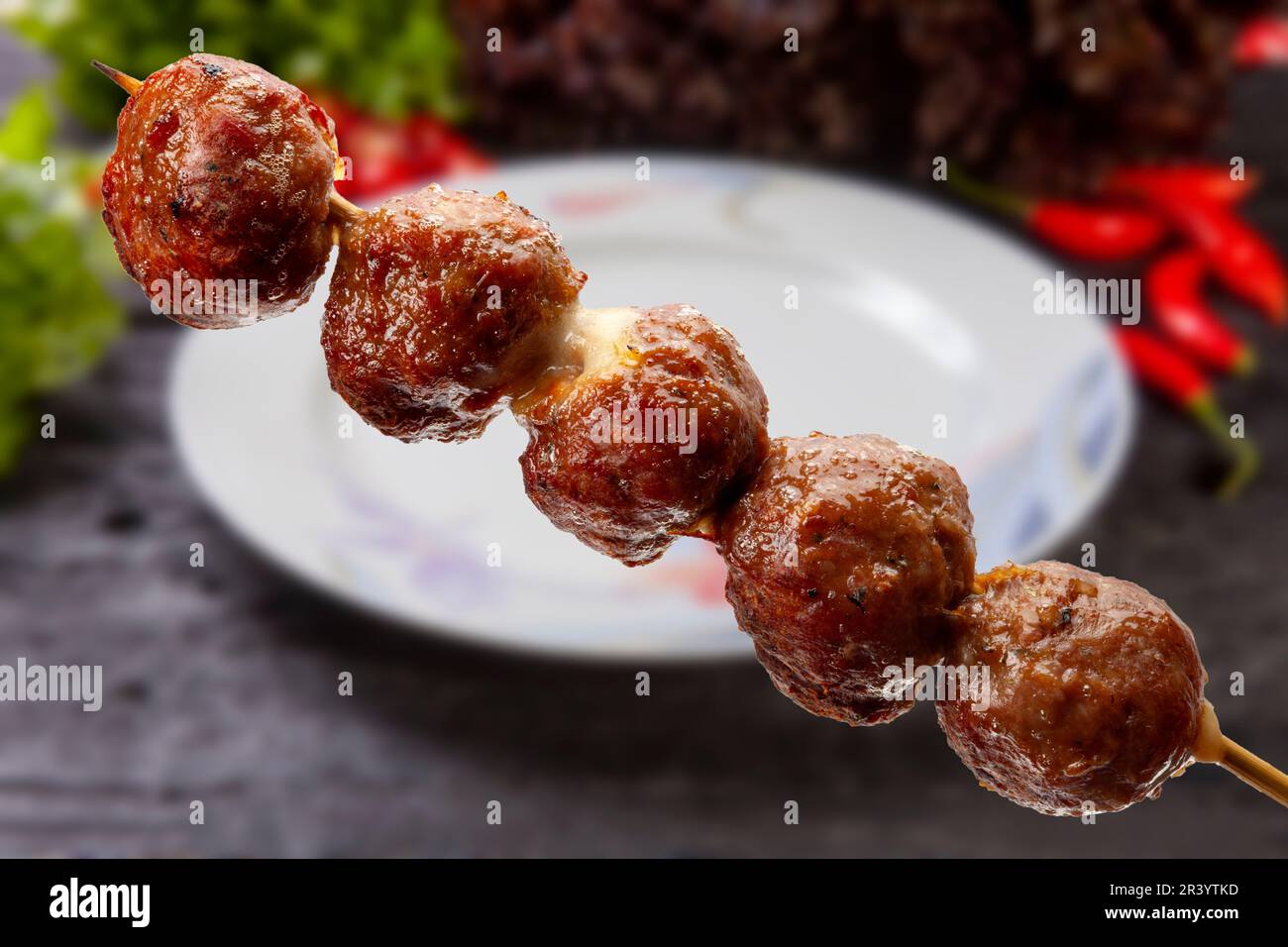 meat meatball skewer Stock Photo - Alamy
