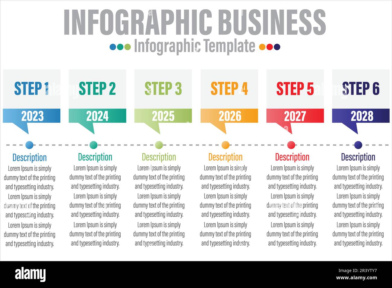 Timeline 6 Steps, six 6 option shape table chart elements with steps ...