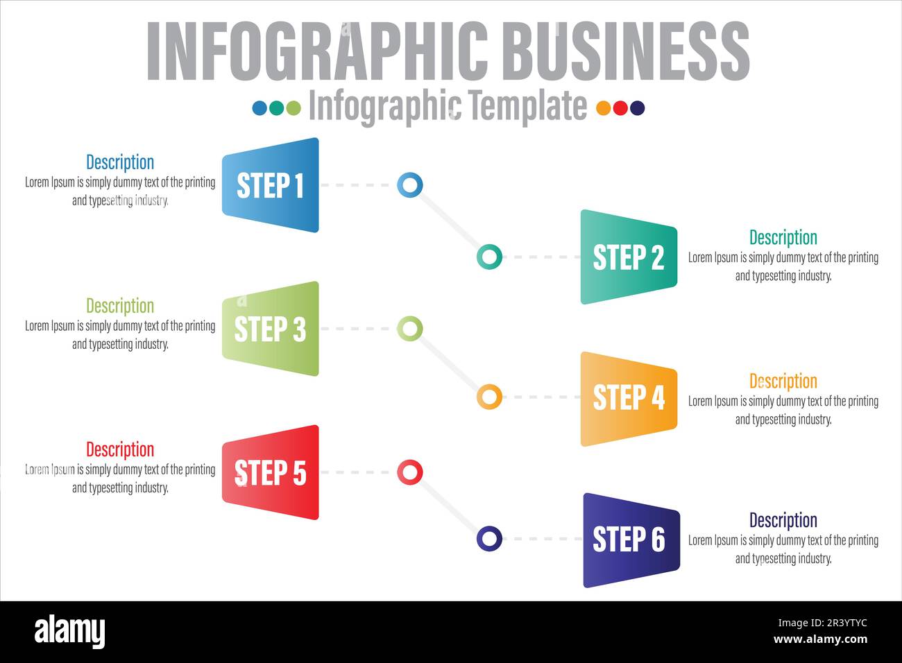 Six rectangle timeline steps or option workflow infographic plan ...