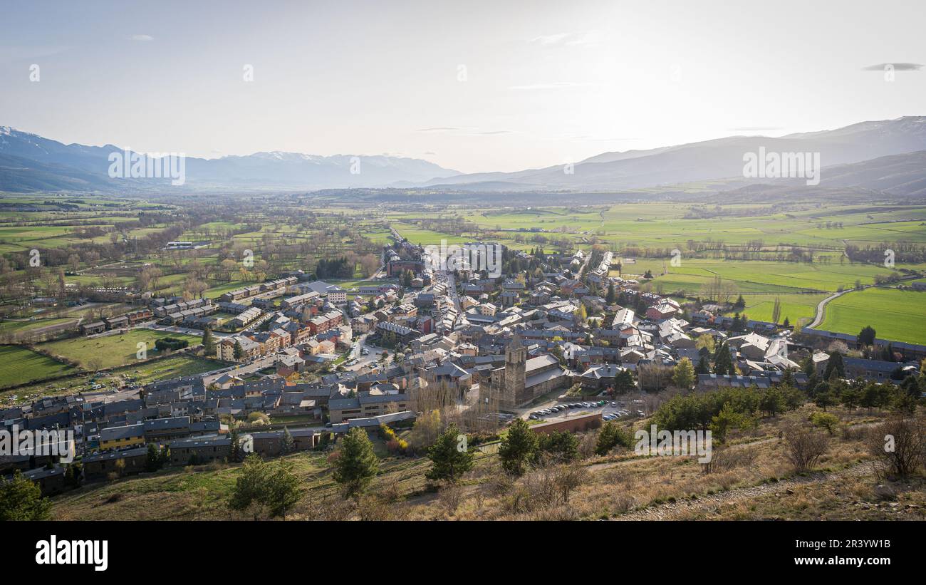 View of the small village of the Llivia in the heart of the Pyrenees ...