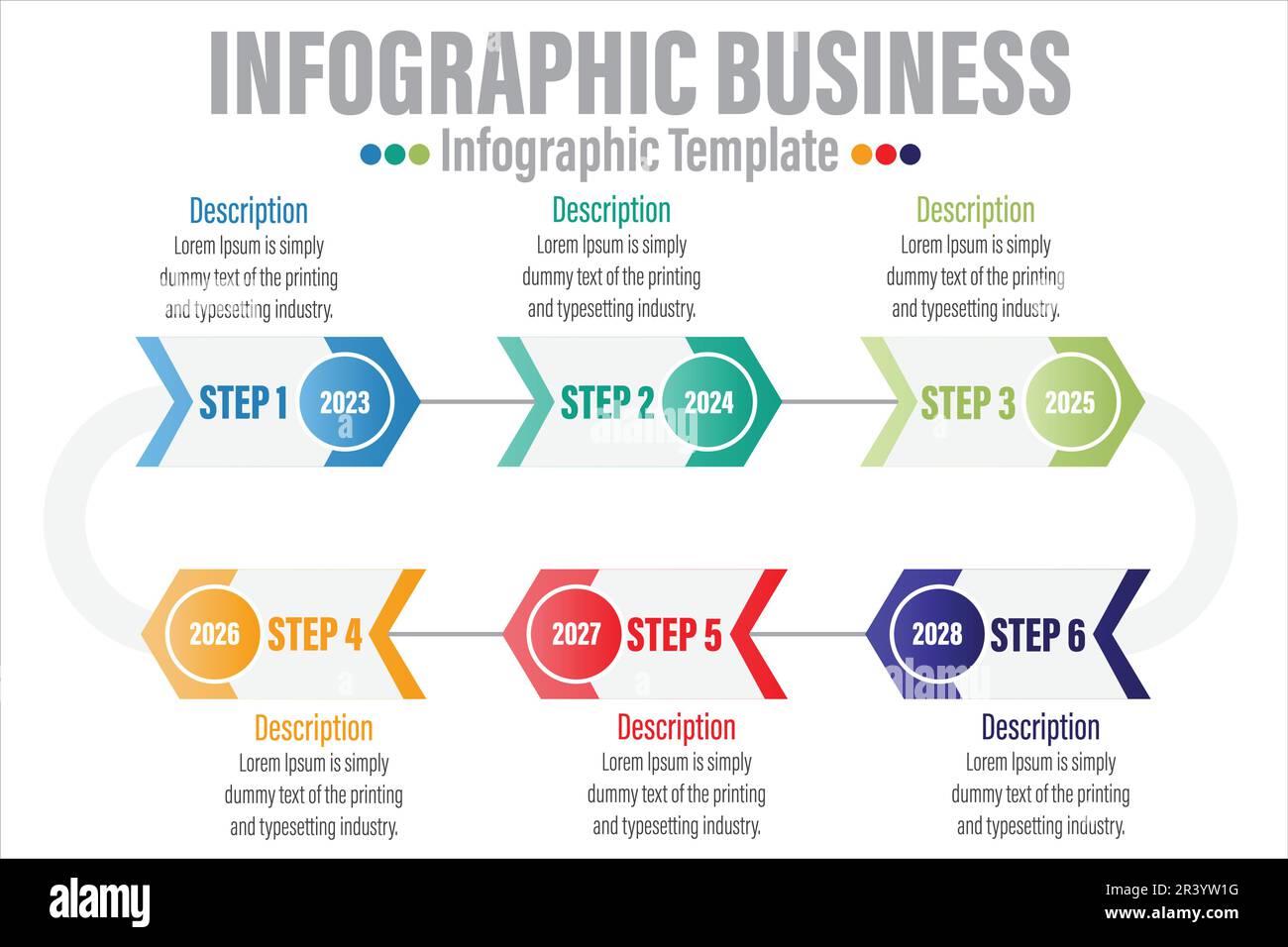 Timeline presentation for 6 Steps, year, Timeline infographics design ...