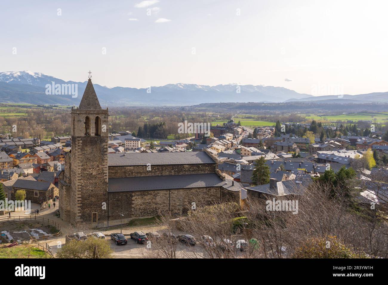 View of the small village of the Llivia in the heart of the Pyrenees ...