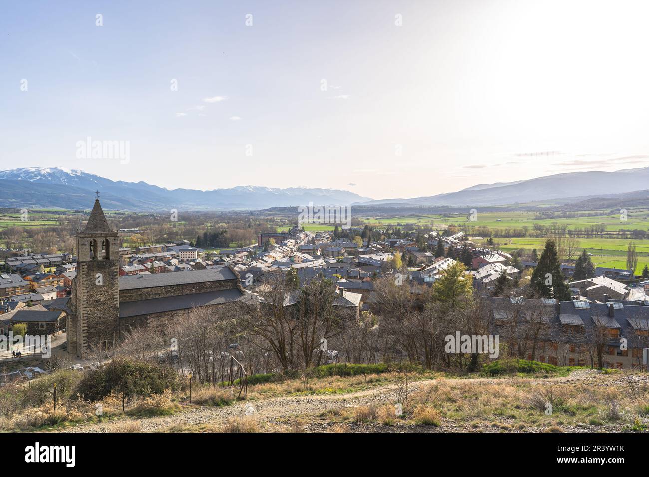 View of the small village of the Llivia in the heart of the Pyrenees ...