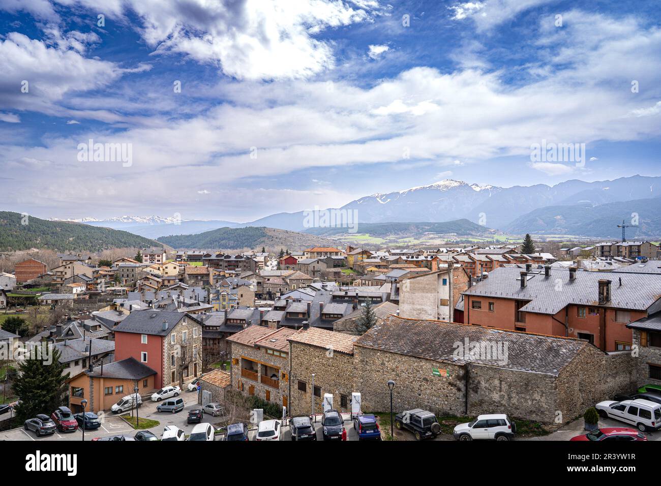 View of the small village of the Llivia in the heart of the Pyrenees ...