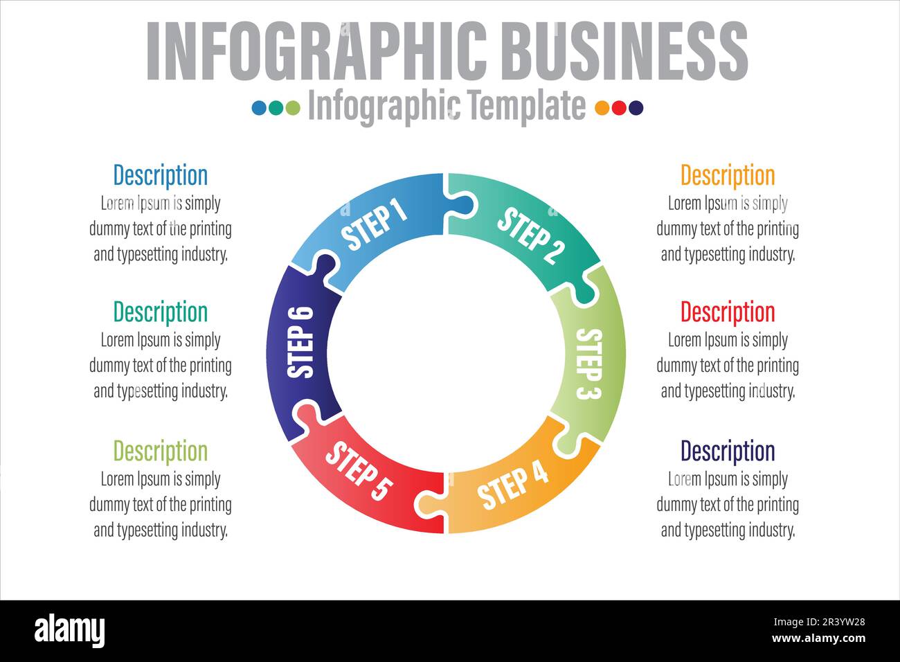 Infographic template for business. 6 Steps Modern Jigsaw puzzle diagram ...