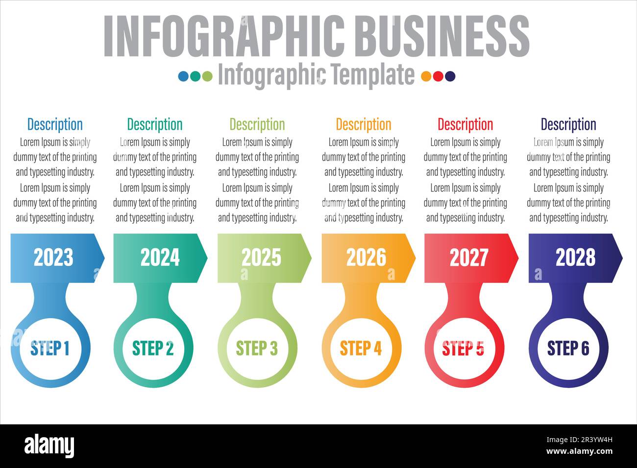 Timeline 6 Steps, six 6 option shape table chart elements with steps ...