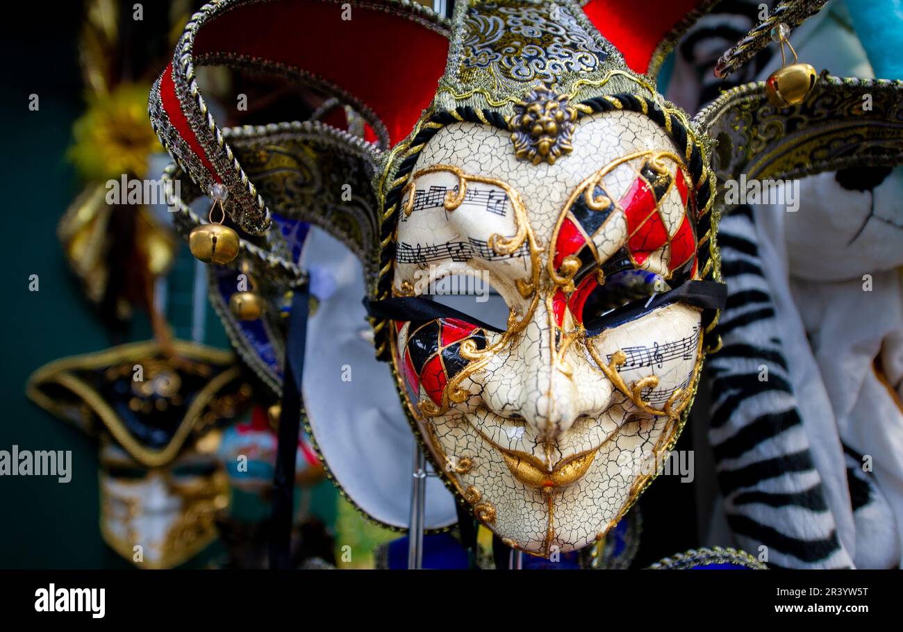 The carnival masks come in various designs, from the classic white ...