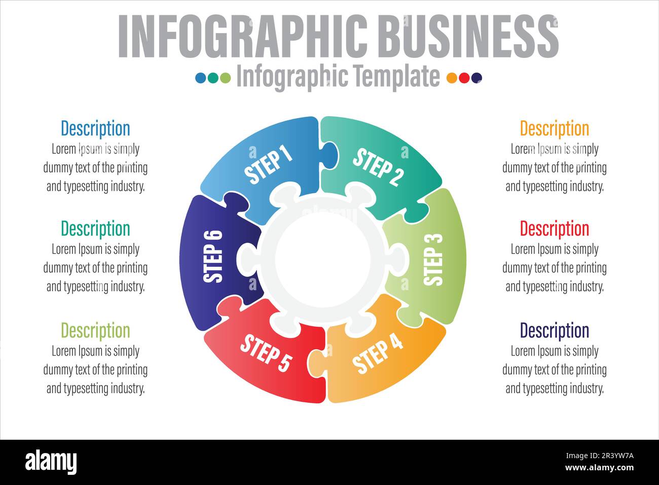 Infographic template for business. 6 Steps Modern Jigsaw puzzle diagram ...