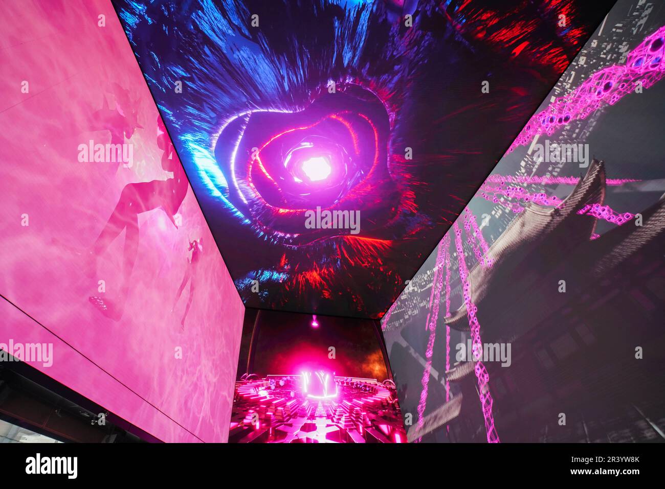 London UK. 25 May 2023 Visitors interact in an immersive experience ...