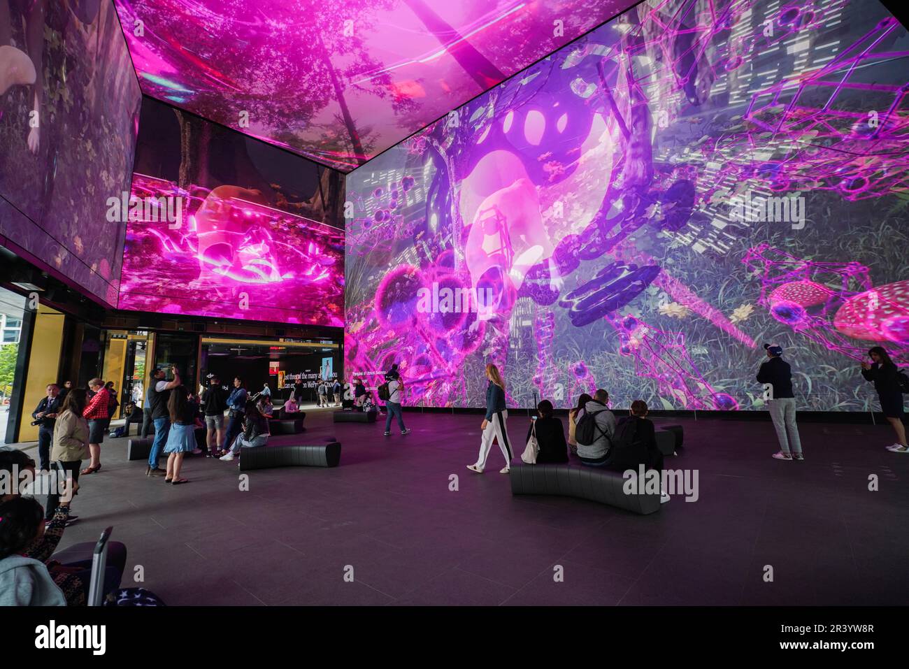 London UK. 25 May 2023 Visitors interact in an immersive experience ...