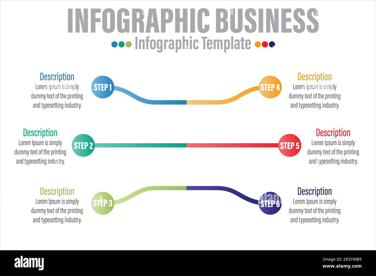 Infographic template for business. 6 Steps or 6 Option Modern Timeline ...