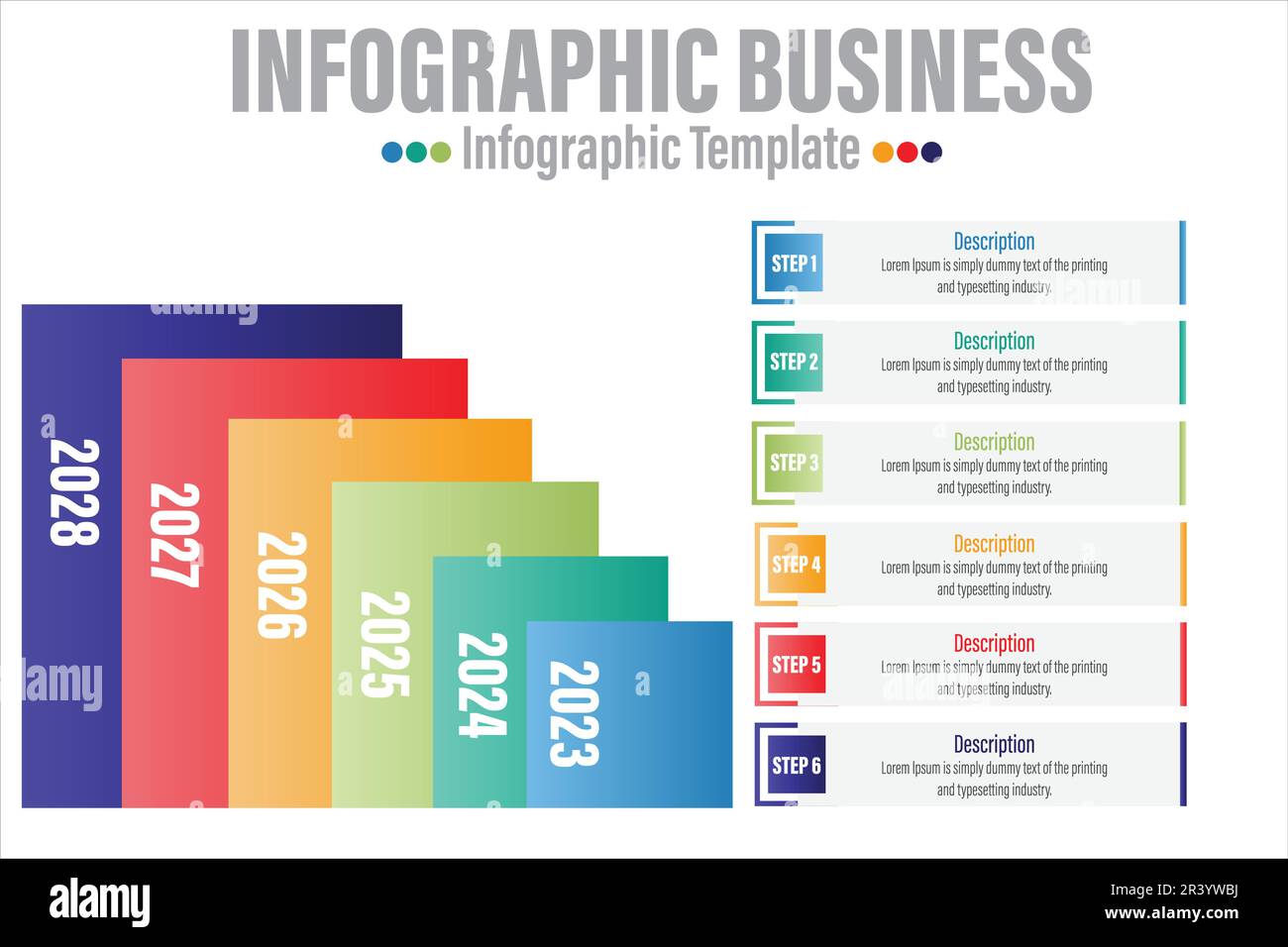 6 Steps, six 6 option Paper note shape elements with steps,road map ...