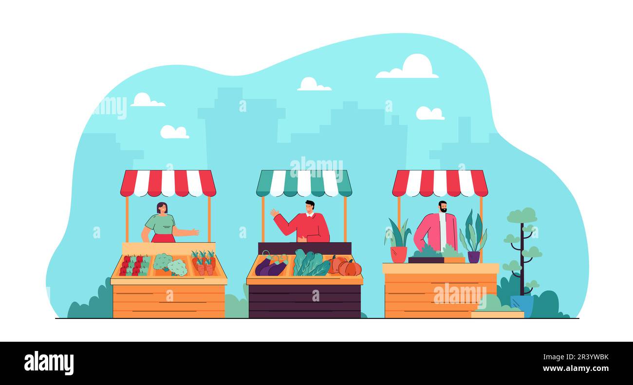Local city market and fresh plant food vendors Stock Vector Image & Art ...