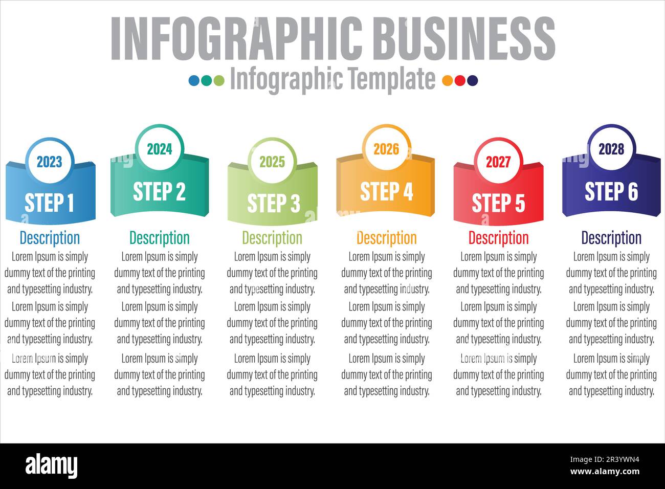 Timeline 6 Steps, six 6 option shape table chart elements with steps ...