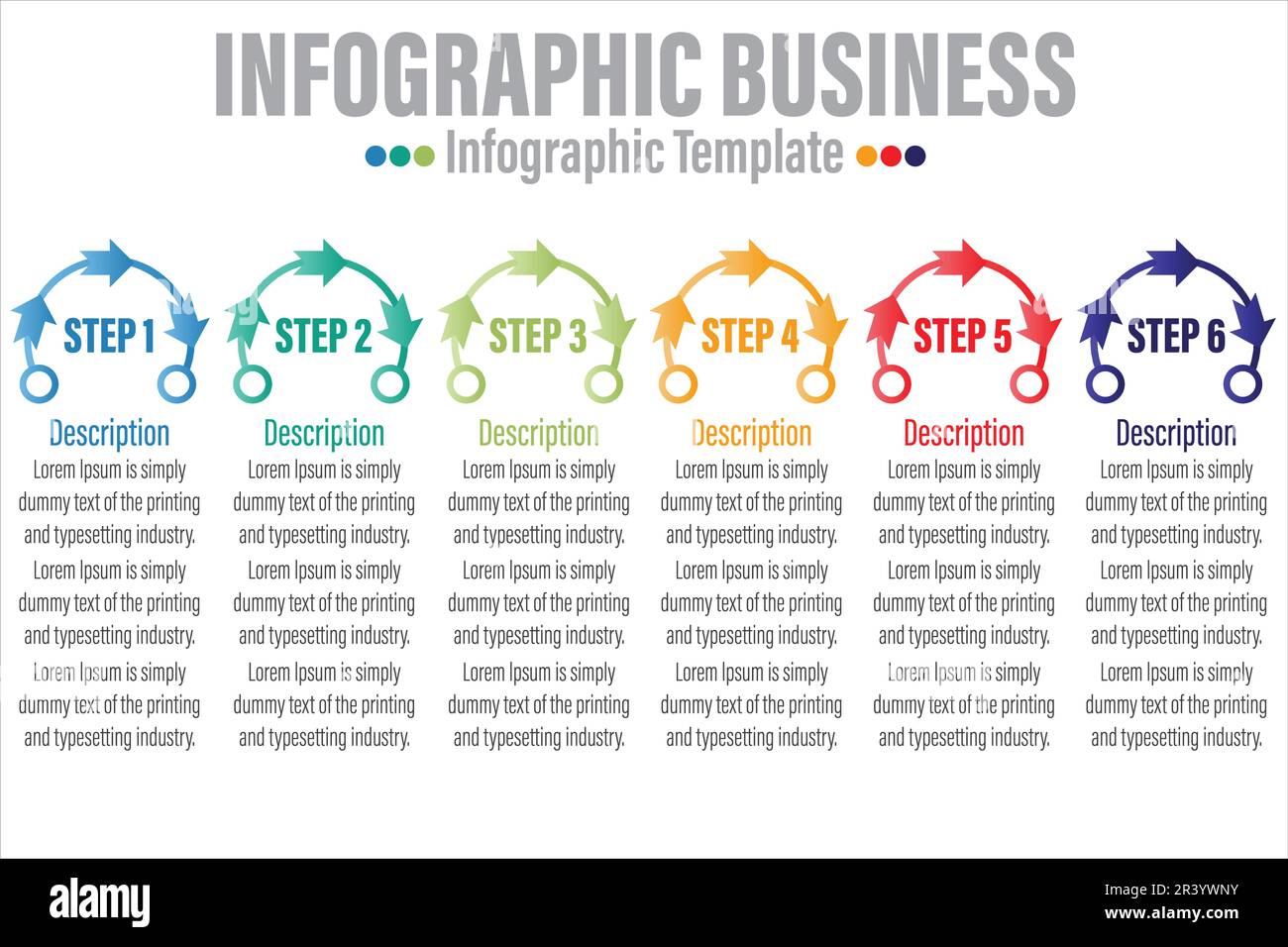 Timeline 6 Steps, six 6 option shape table chart elements with steps ...