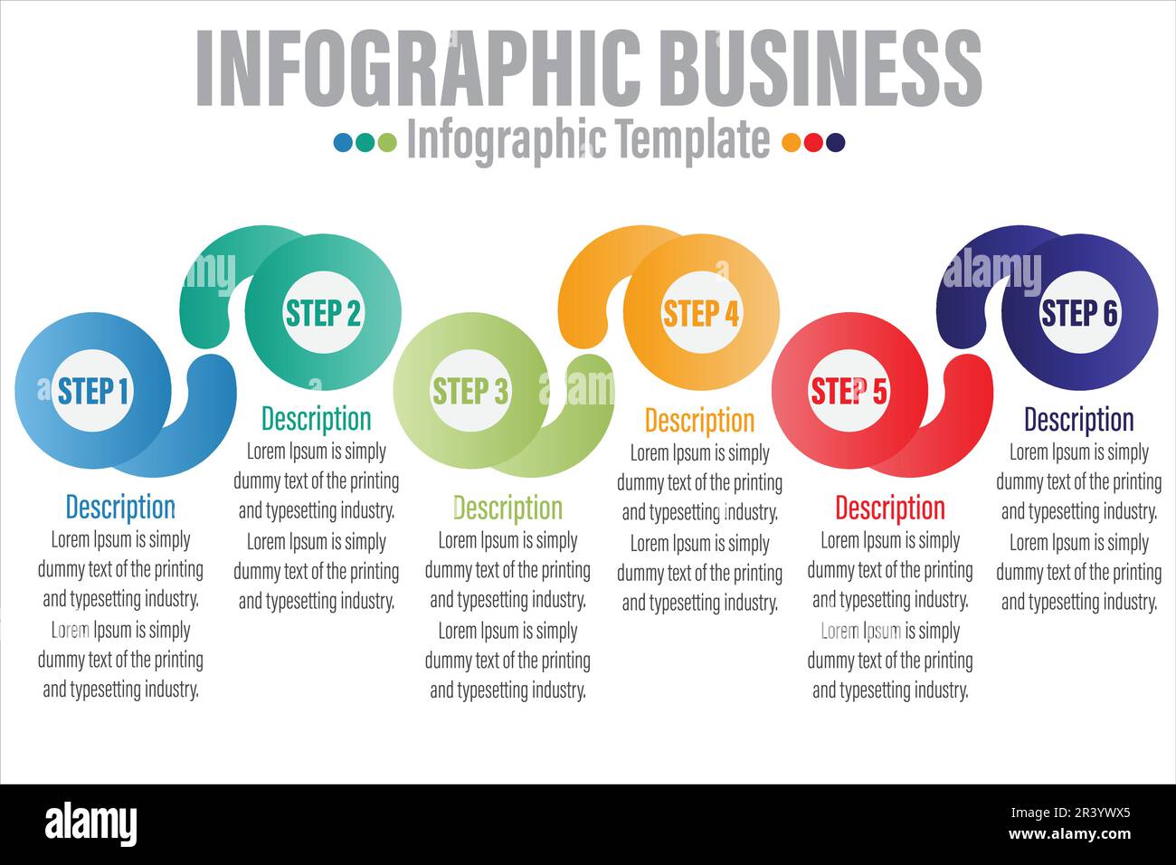 Abstract infographics number options template with Six 6 steps, with ...