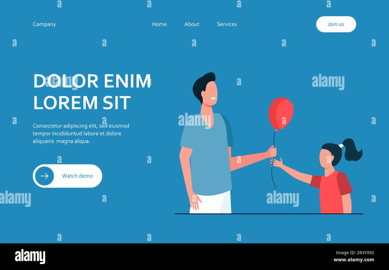 Cheerful man giving air balloon to little girl Stock Vector Image & Art ...