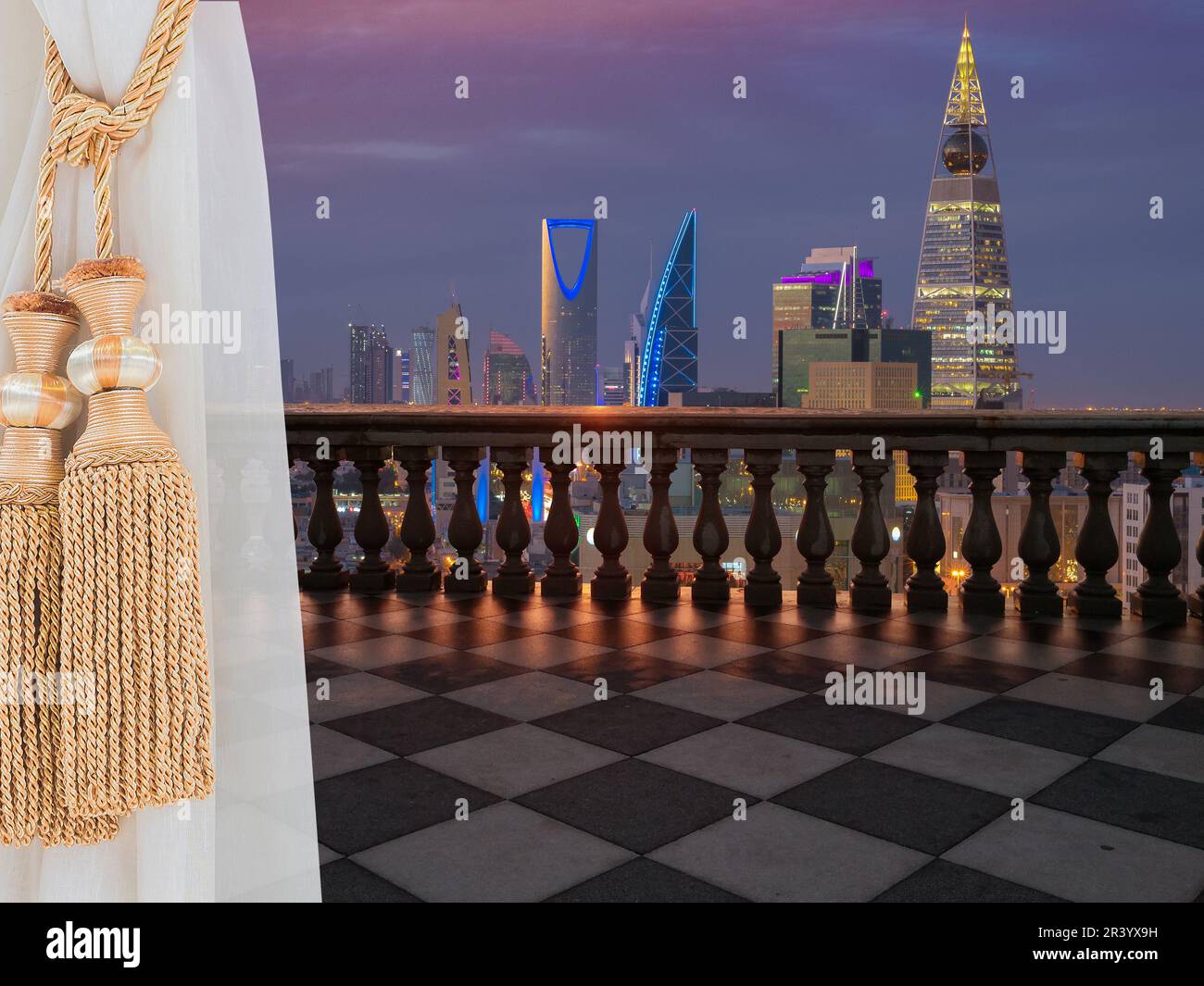 A view of Riyadh city, Saudi Arabia from a terrace (balcony) of a high ...