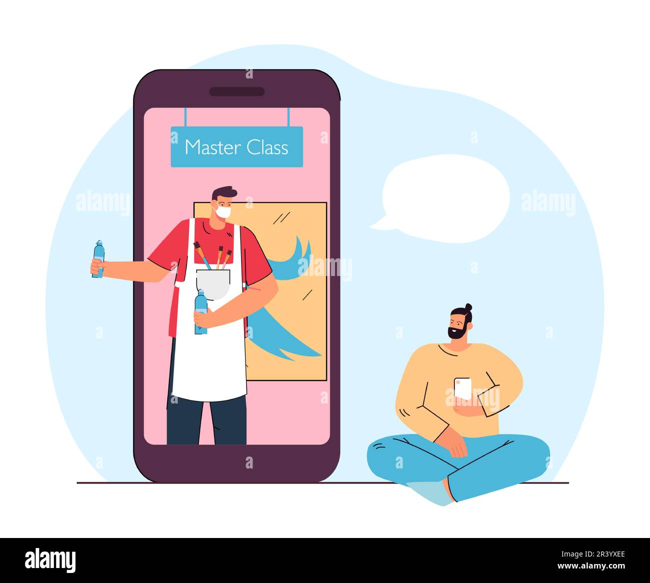 Cartoon man sighing up for online painting master class Stock Vector ...