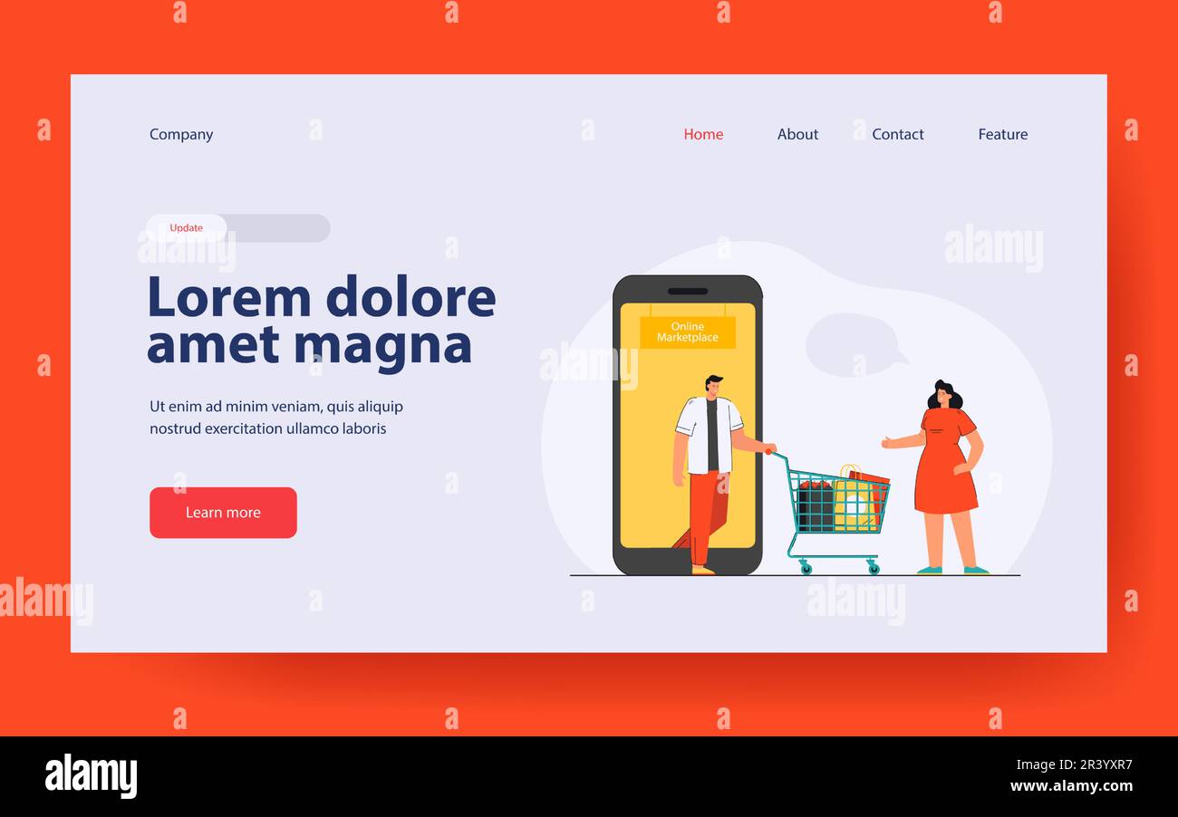 Cartoon people using online marketplace for shopping Stock Vector Image ...