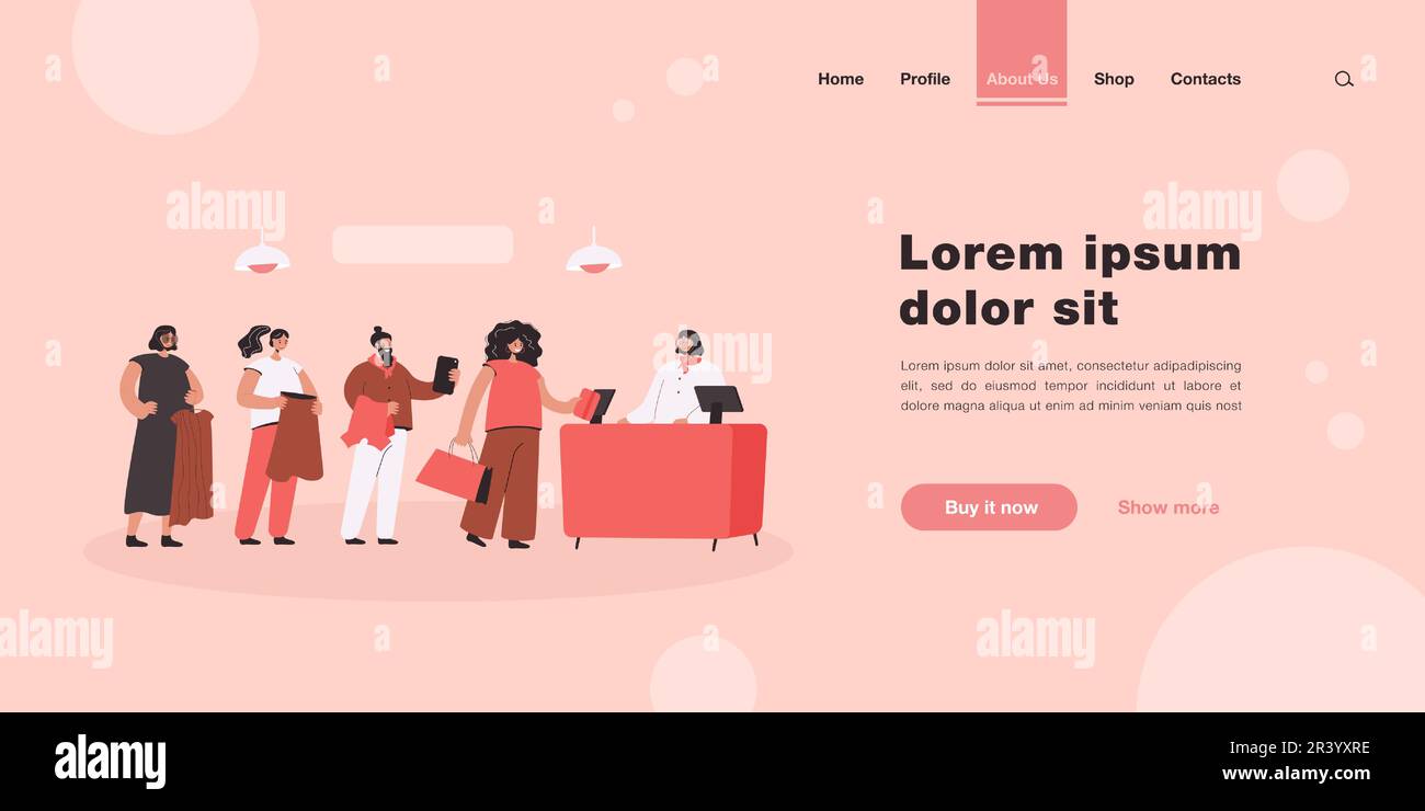 Cartoon people standing in queue flat vector illustration Stock Vector ...