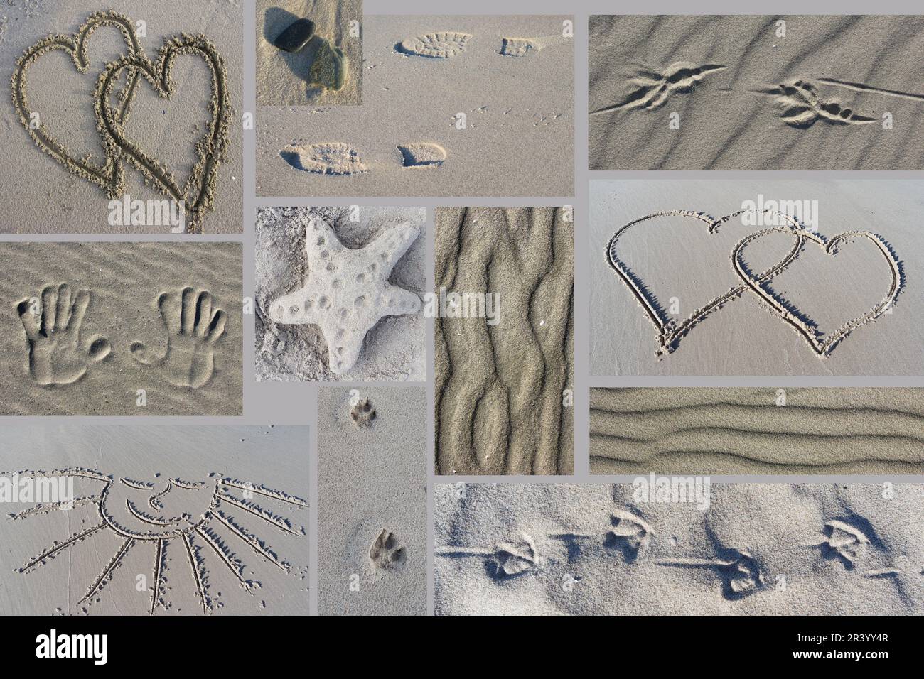 Footsteps and signs on the beach Stock Photo - Alamy