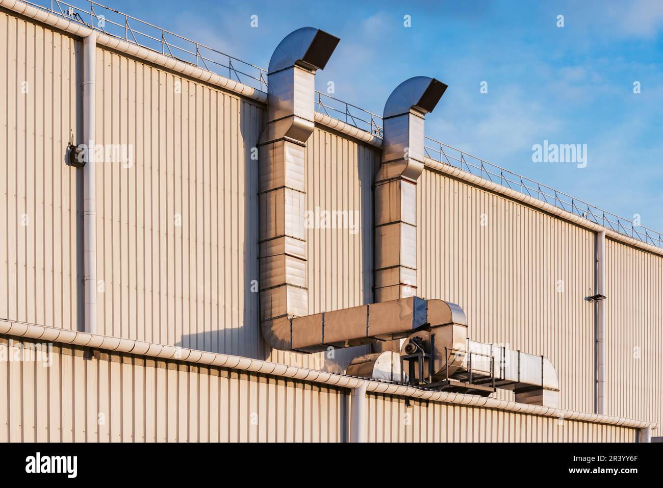 Pipes of the air conditioning system by the plant building Stock Photo ...