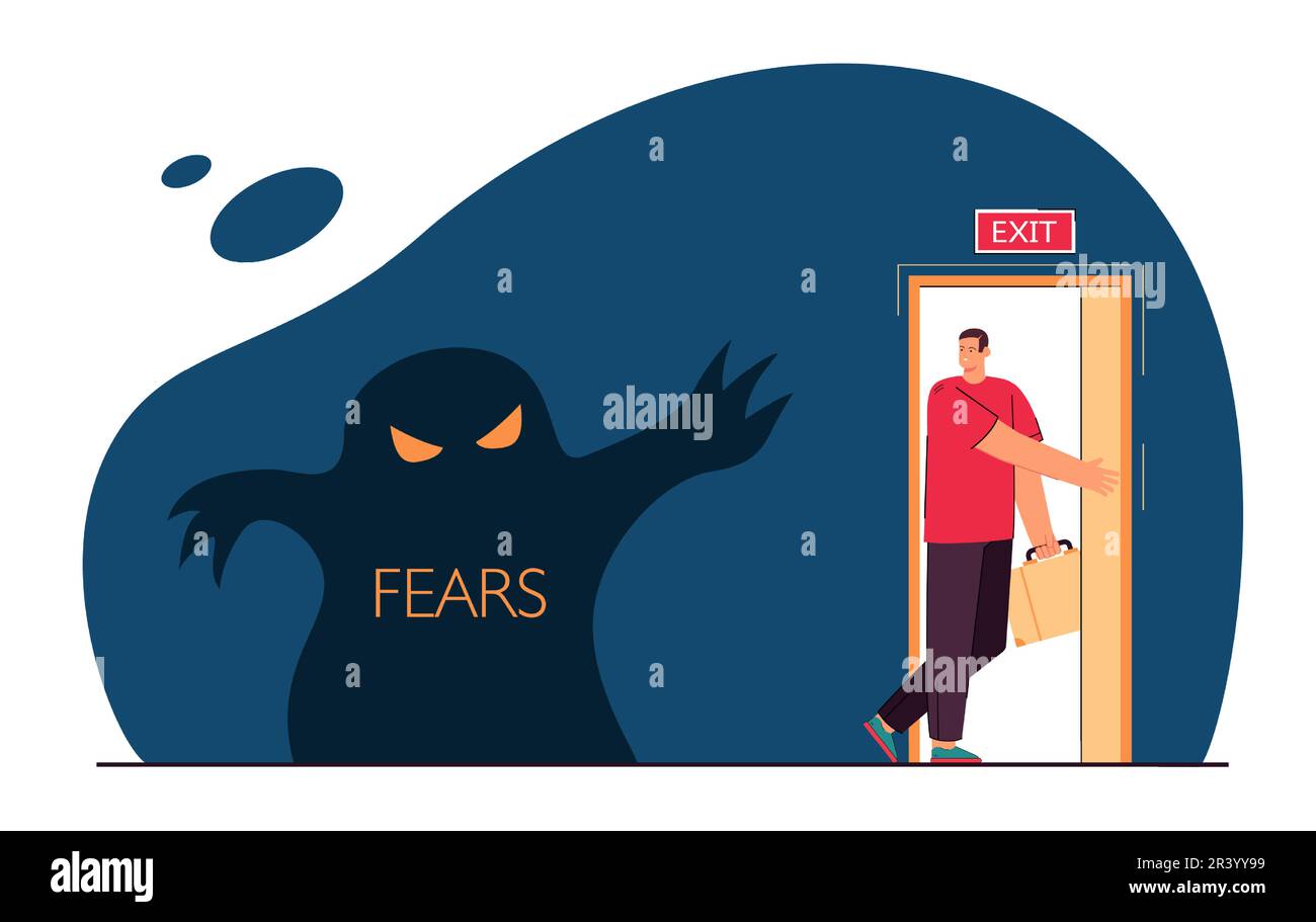 Man leaving room full of fears Stock Vector Image & Art - Alamy
