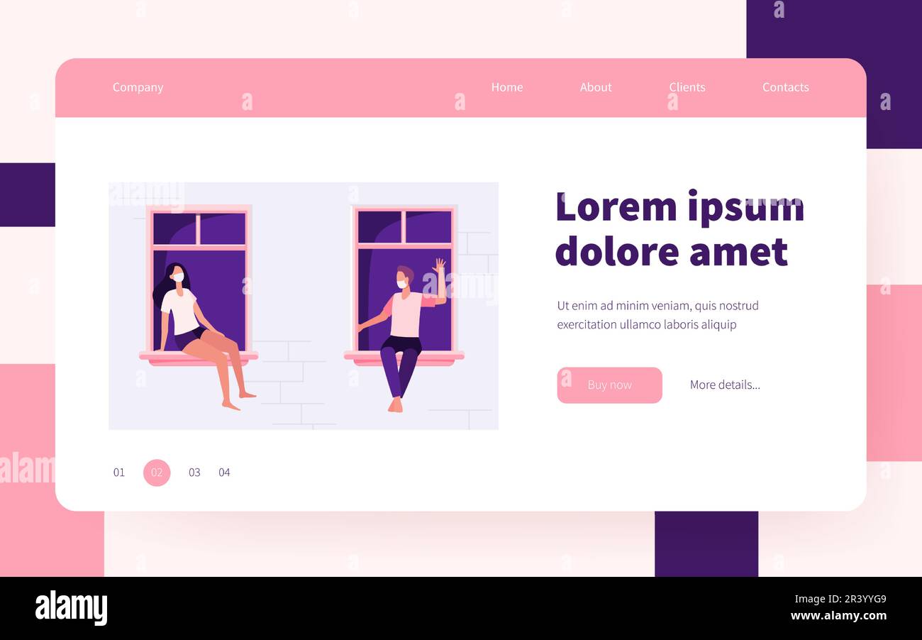 Neighbors in masks sitting separately on windowsills Stock Vector Image ...