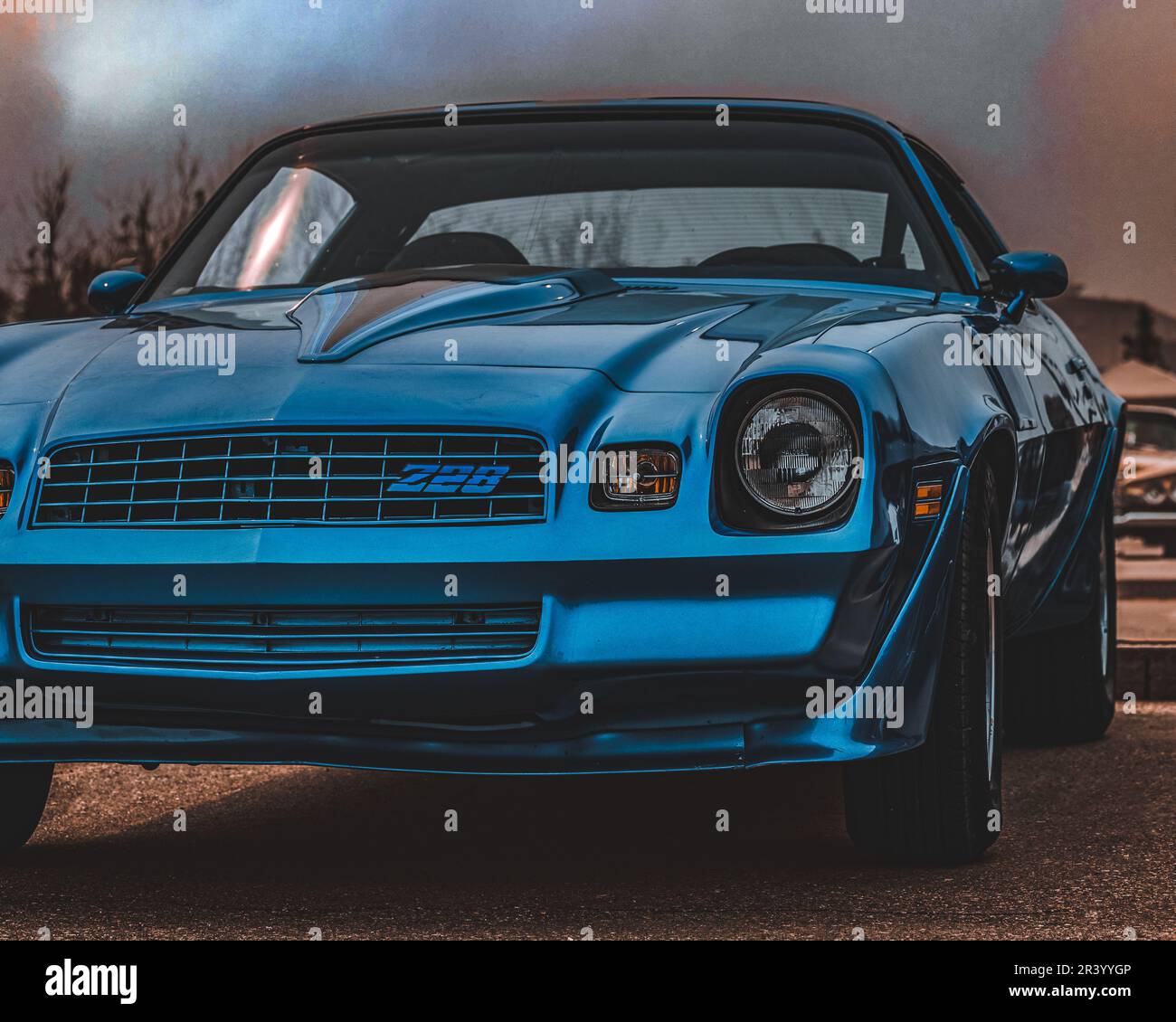 A Chevy Z28 in a Blue color at a Car Show in Calgary, AB Stock Photo ...