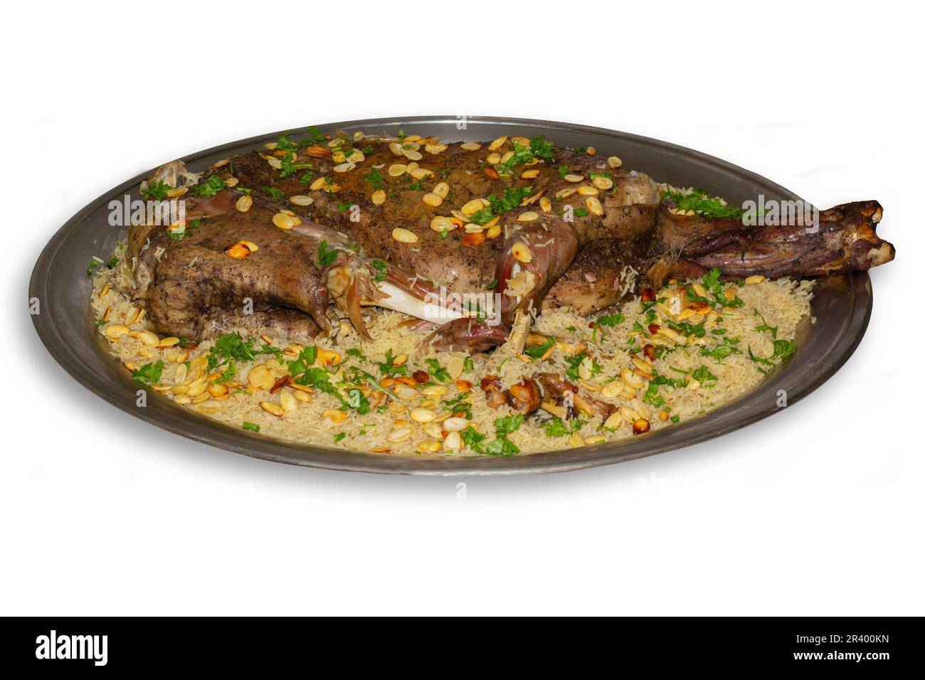 Arabic Ouzi (stuffed lamb with rice). A kind of traditional Arabian ...