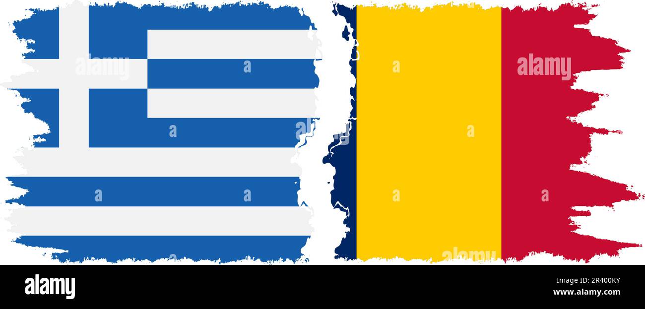 Chad and Greece grunge flags connection, vector Stock Vector Image ...