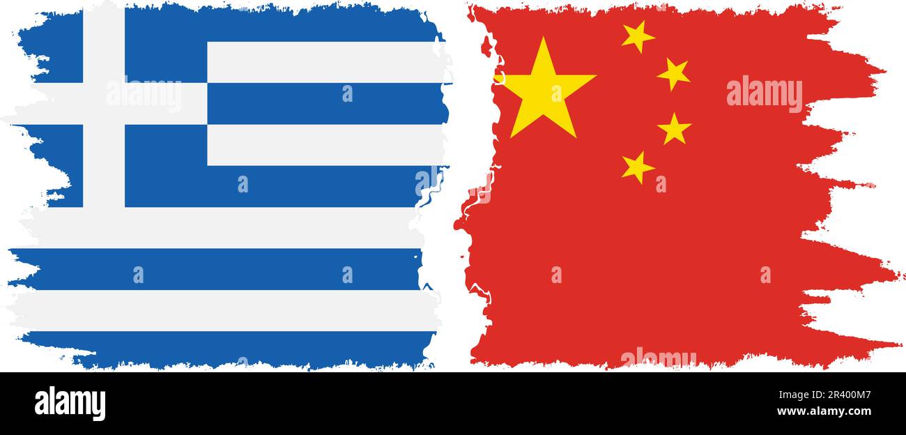 China and Greece grunge flags connection, vector Stock Vector Image ...