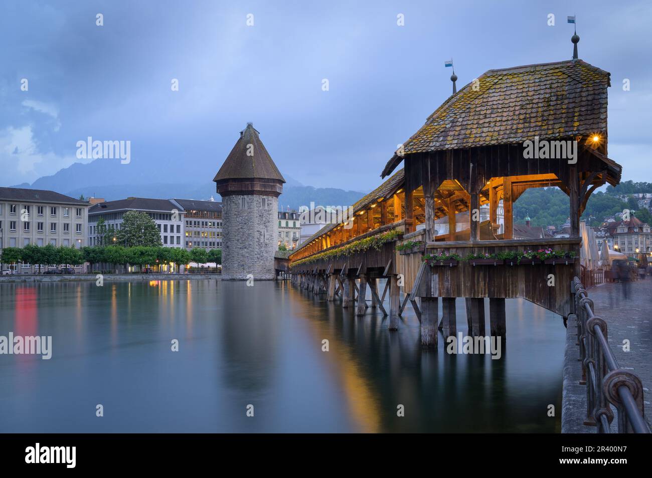 Capturing the Serenity of Luzern's Kapellbrucke, Switzerland Stock ...